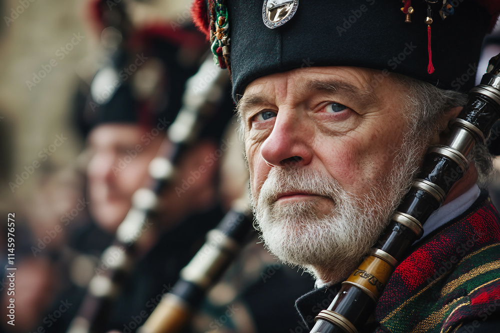 Authentic Scottish person Piper in Traditional Attire, Generative AI ...