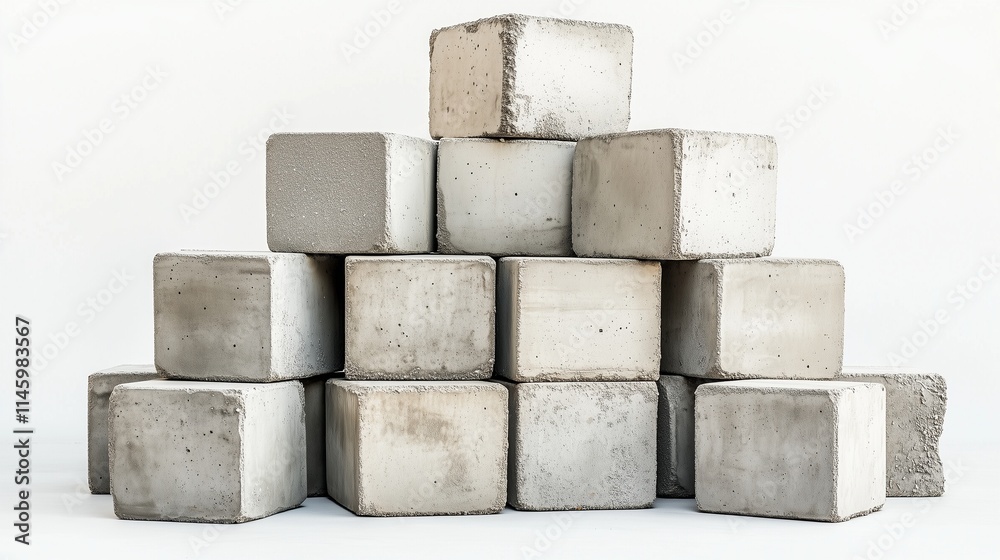 various sizes of concrete blocks, isolated white background. Stock ...