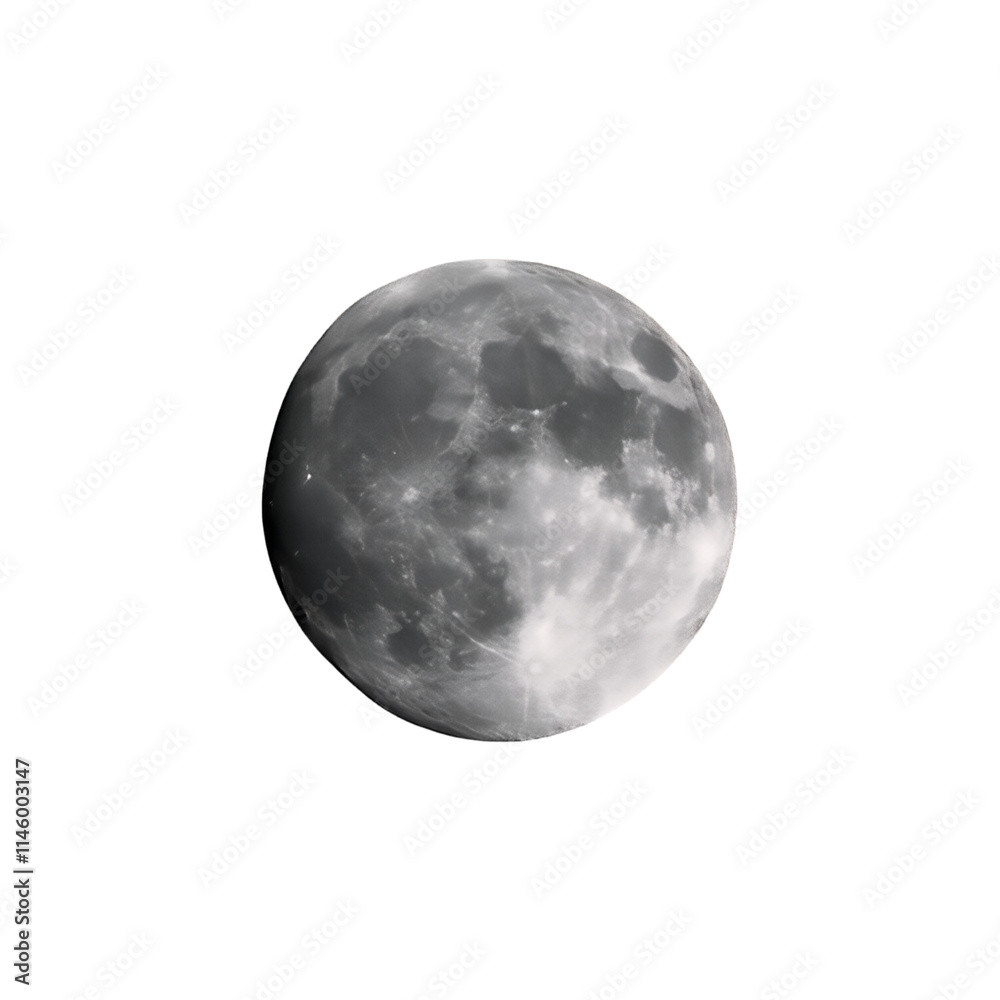 Stunning full moon visible in clear night sky with detailed surface ...