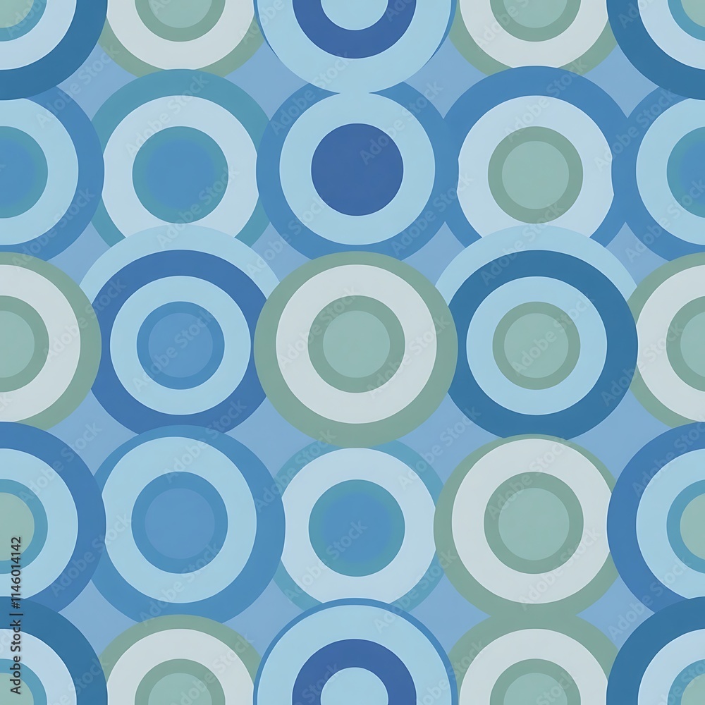 Blue Circle Retro Pattern: A groovy, nostalgic pattern of overlapping ...