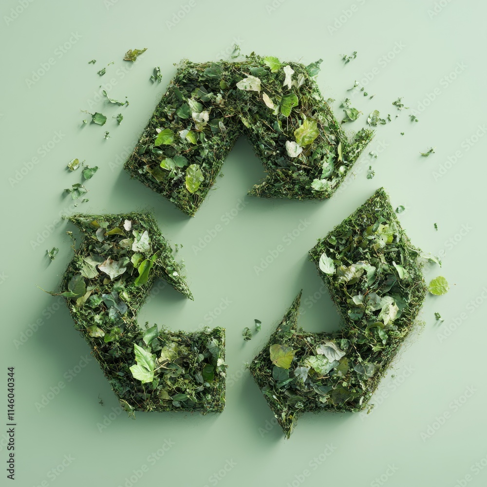 Minimalist green recycling symbol, clean design, transparent background ...