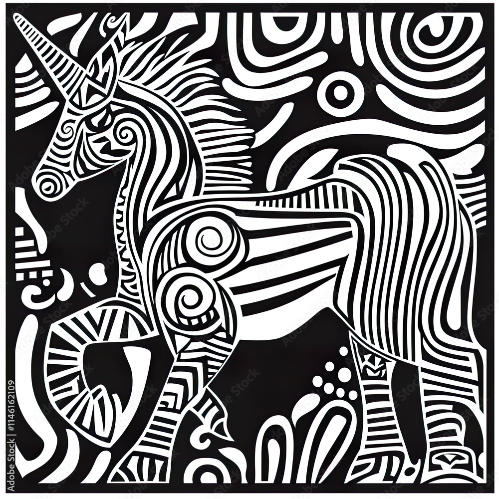 Simple Zentangle Unicorn Coloring Page for Kids: Easy Printable ...
