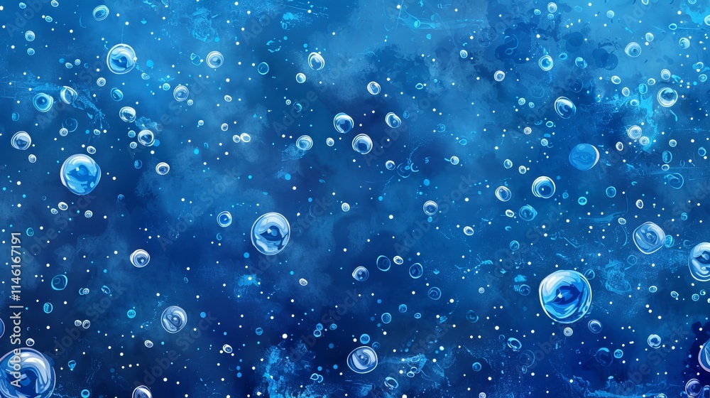 Transparent water molecules floating in fluid medium, highlighting h2o ...