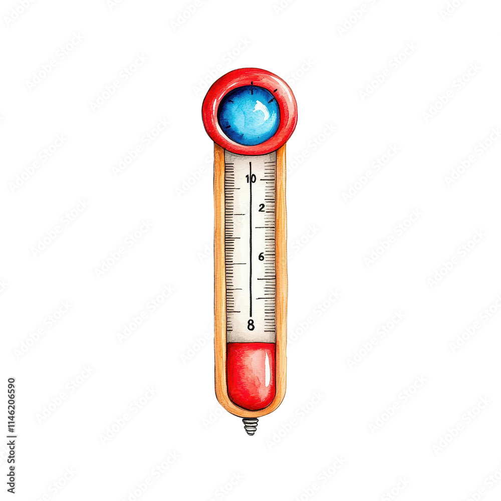 Watercolor Illustration of a Glass Thermometer Stock Illustration ...