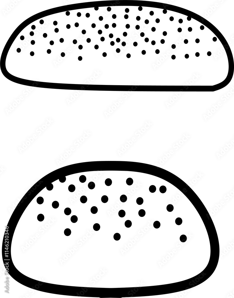 bun / cartoon vector and illustration, black and white, hand drawn ...
