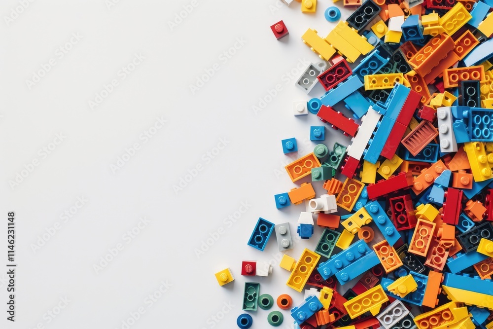 The bricks of different shapes and sizes to show diversity. White ...