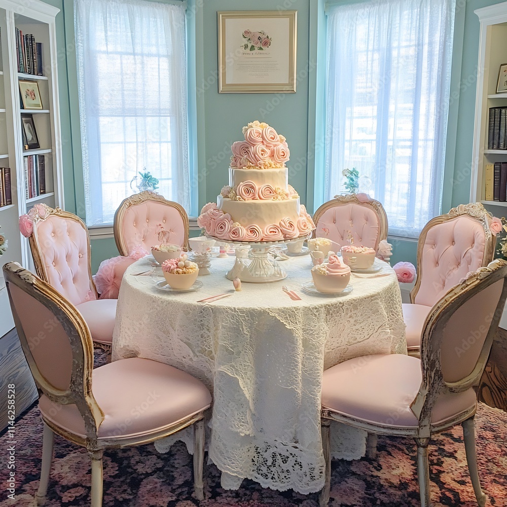 Pastry Palace Book Club Meeting cake discussion table sugar chair ...