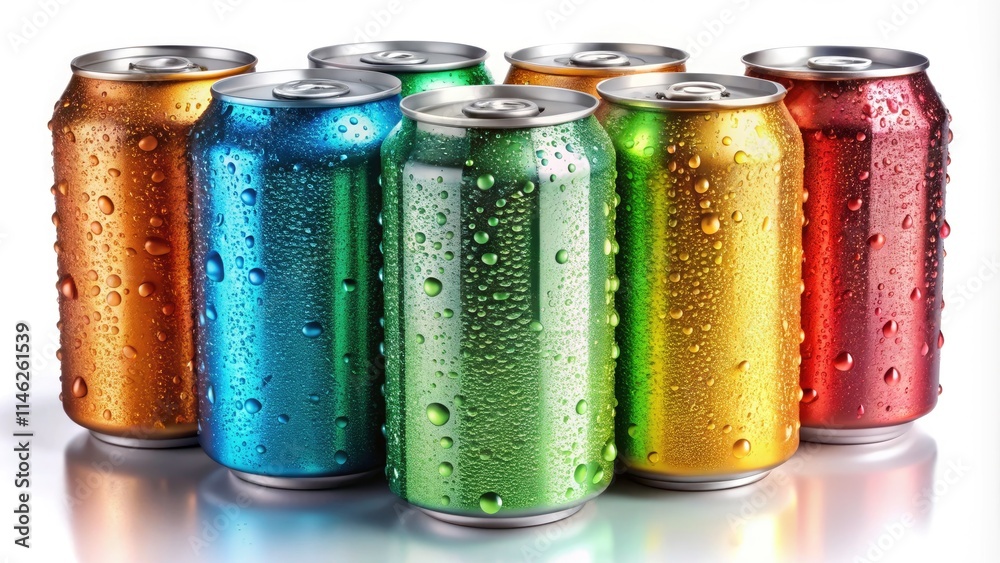 Ilustración de Stock Aluminum Drink Cans, Wet Metal, Isolated, Beverage ...