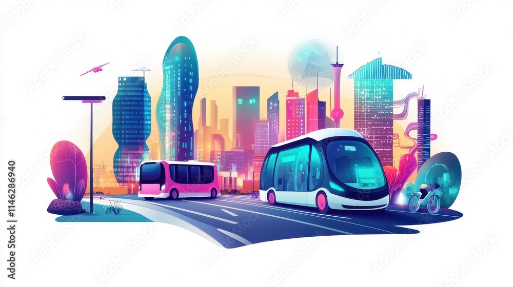 IoT city transport abstract concept vector illustration set. Smart ...
