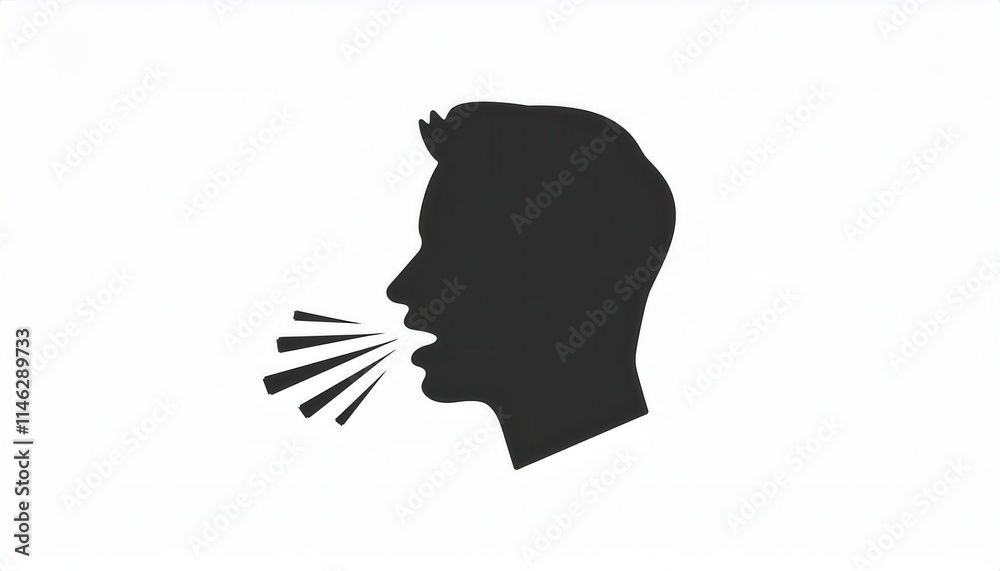 Silhouette of a Person Coughing with Sound Waves Representing Health ...