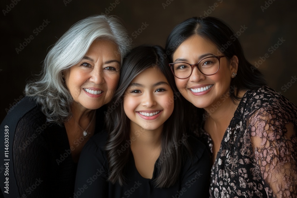 professional photo, 3 generations of one family, grandmother, her ...