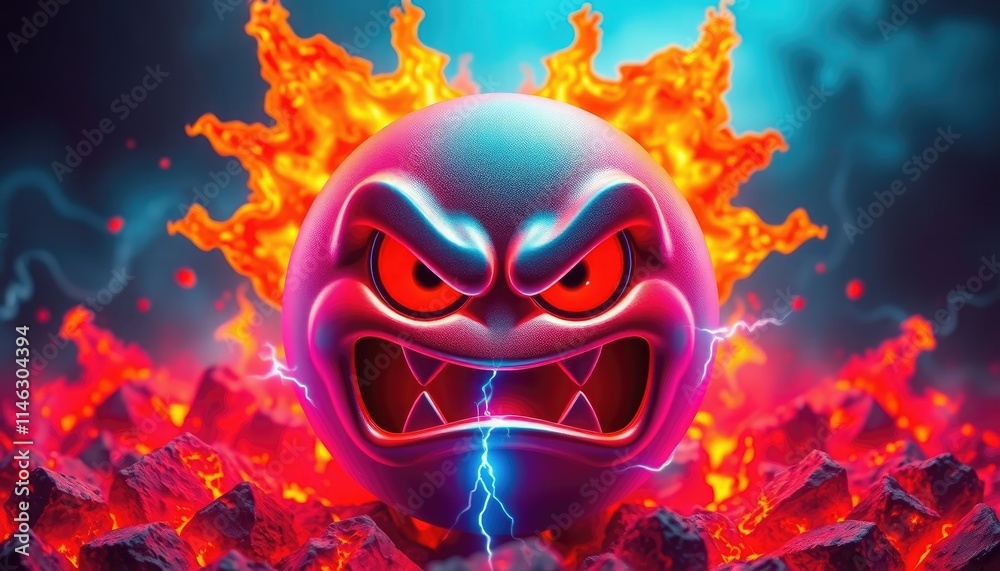 4K HD Wallpapers Angry Emoji Surrounded By Fiery Molten Bursts, With ...