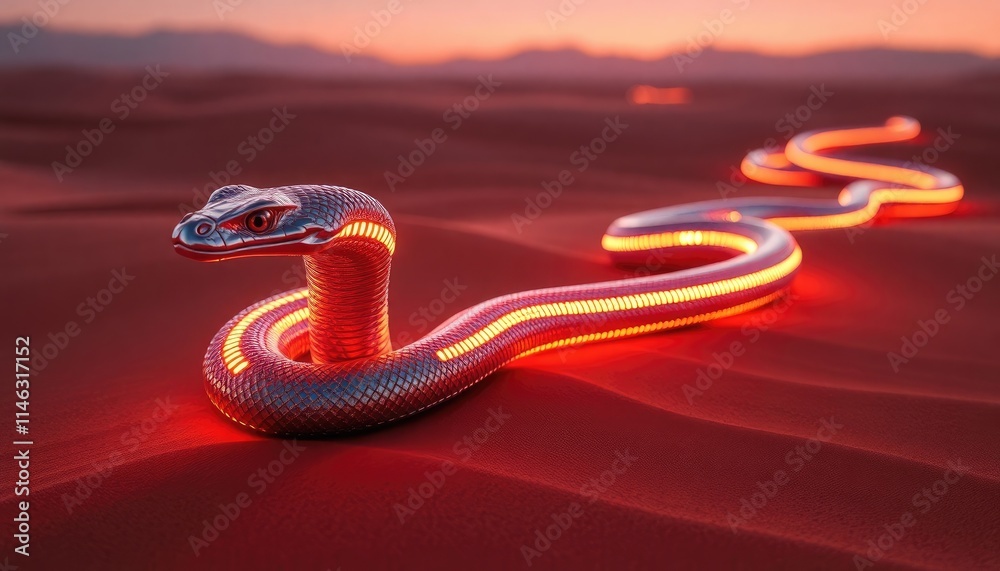 4K HD Wallpapers Luminous Futuristic Snake With Metallic Skin ...
