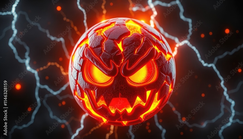 4K HD Wallpapers Angry Emoji With Glowing Molten Cracks And Fiery Veins ...