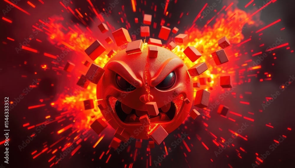 4K HD Wallpapers Angry Emoji Breaking Apart Into Fiery Pieces ...