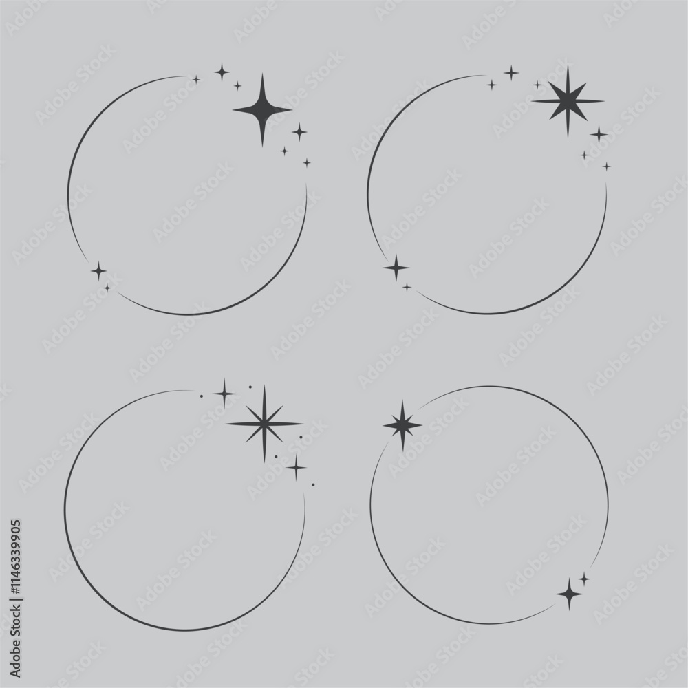 Magic celestial arch frames and borders, y2k shapes of vector line minimal boho stars, moon, sun ...