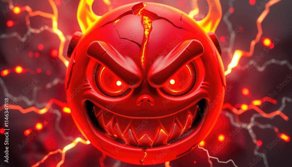 Stock-Illustration „4K HD Wallpapers Angry Emoji With Intense Fiery Red ...