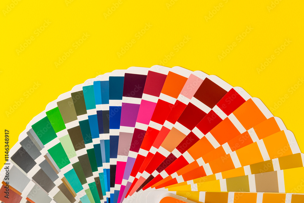 Color palette on a bright colored background. Color palette guide ...