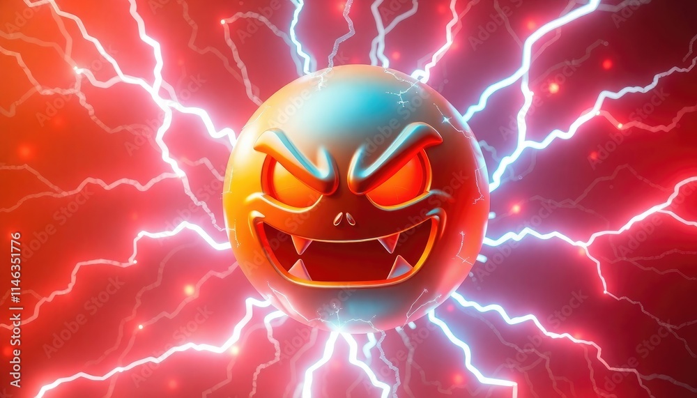 4K HD Wallpapers Angry Emoji Surrounded By Digital Crackles And Glowing ...