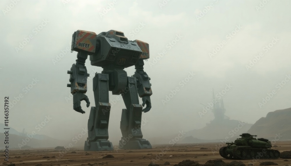 4K HD Wallpapers Giant, Humanoid Robot Standing In A Desolate, War-Torn ...