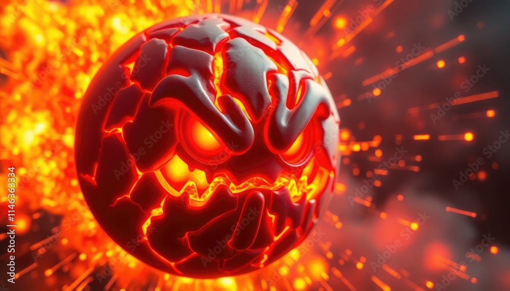 4K HD Wallpapers Angry Emoji With Fiery Molten Veins And Glowing Cracks ...