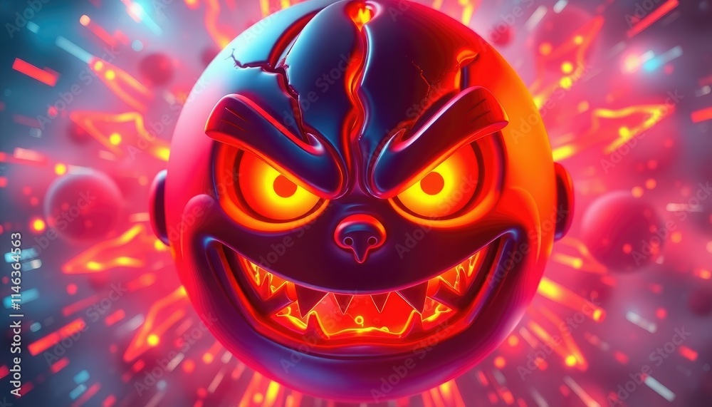 4K HD Wallpapers Angry Emoji With Glowing Fiery Features And Molten ...