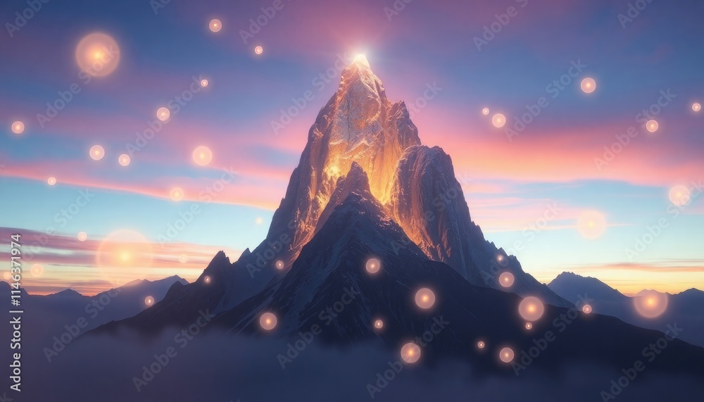 4K HD Wallpapers Massive Crystal Mountain Surrounded By Floating Orbs ...