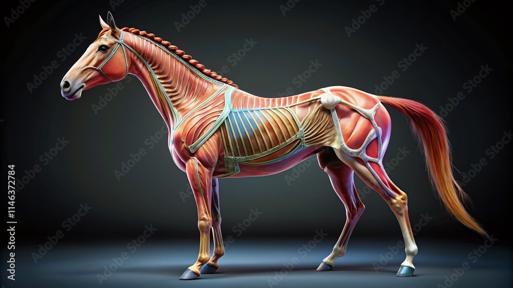 3D Rendered Horse Anatomy: Equine Skeletal System, Muscular System ...