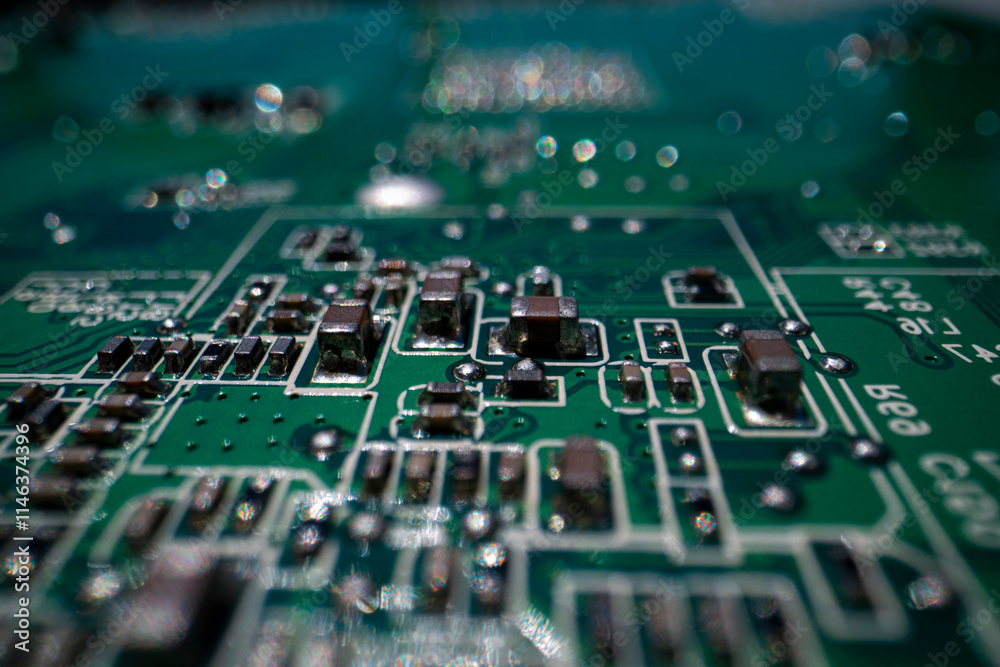 Motherboard digital background. Tech service. Circuit board with ...