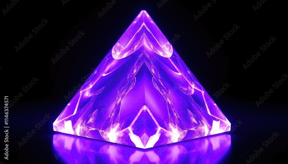 4K HD Wallpapers Glowing Purple Crystal Pyramid With Reflective ...
