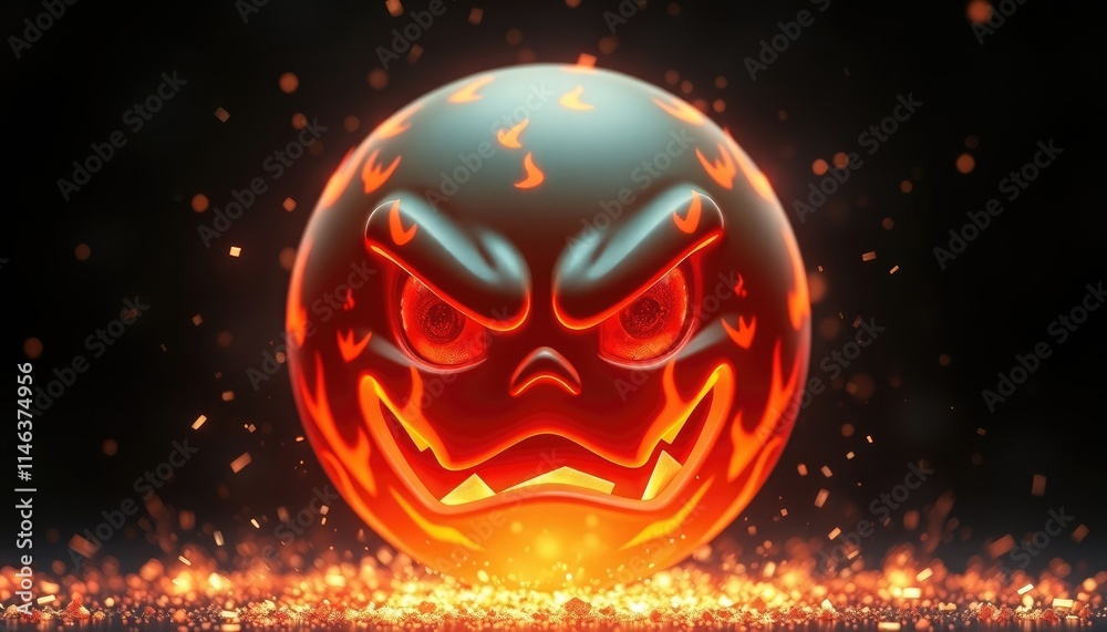 4K HD Wallpapers Angry Emoji With Fiery, Glowing Patterns Across Its ...