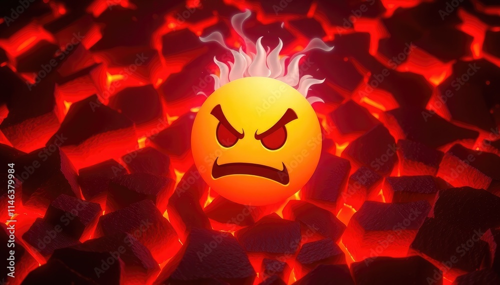4K HD Wallpapers Angry Emoji Floating In A Sea Of Red-Hot Glowing ...