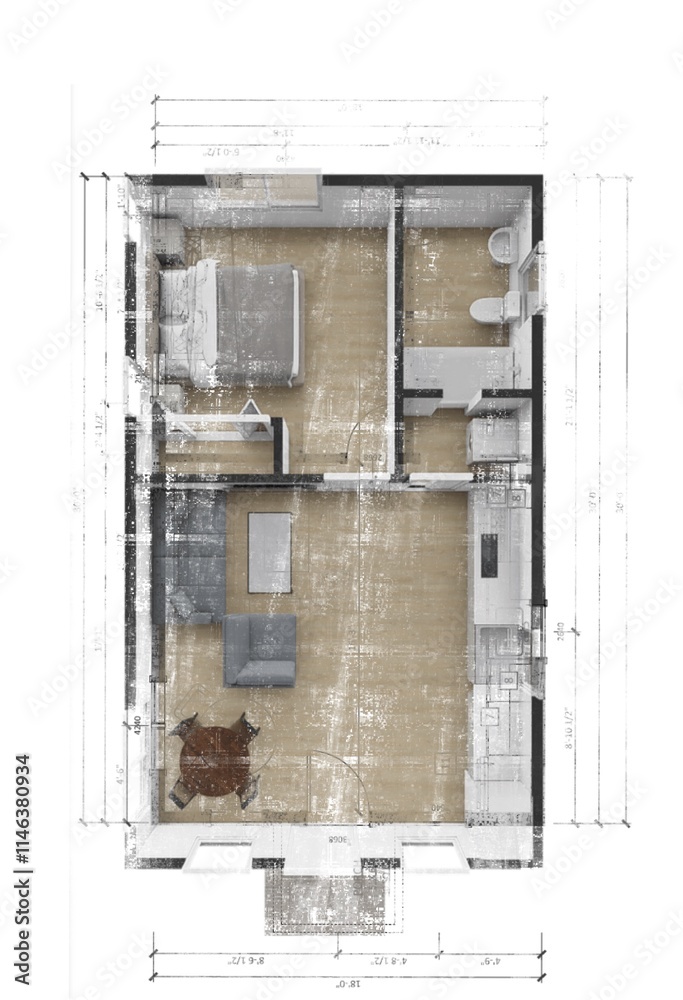 Ilustración de Stock 2d floor plan Black&white floor plan Apartment ...