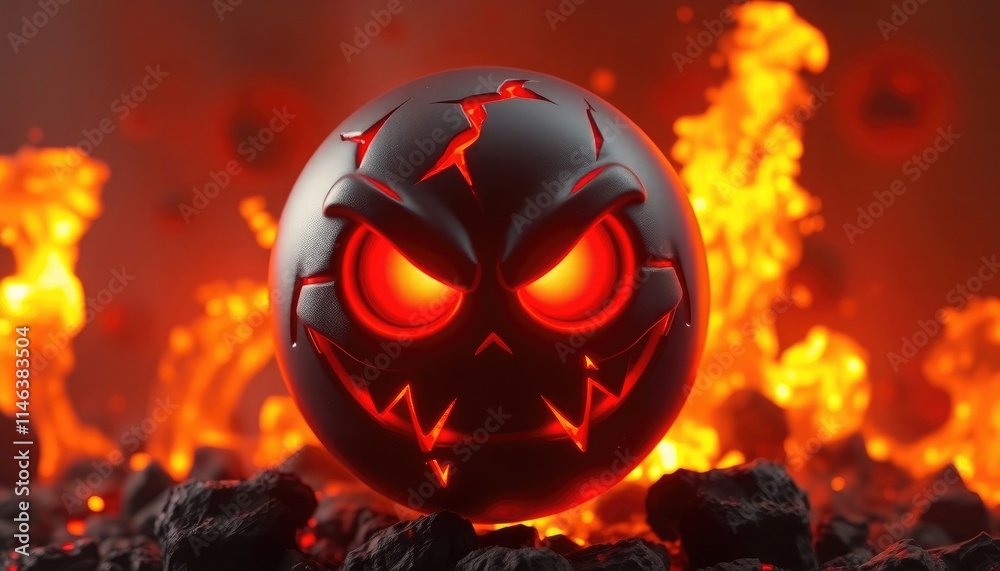 4K HD Wallpapers Angry Emoji With Glowing Red Eyes And Molten Cracks ...