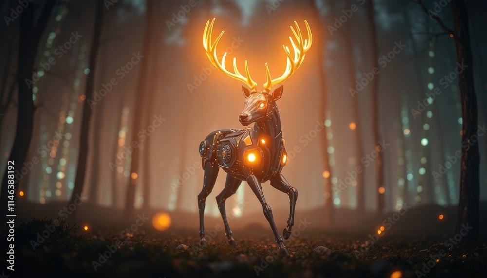 4K HD Wallpapers Luminous Mechanical Deer With Radiant Antlers, Walking ...