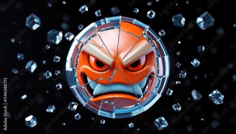 4K HD Wallpapers Angry Emoji With A Fractured Glass Face, Surrounded By ...