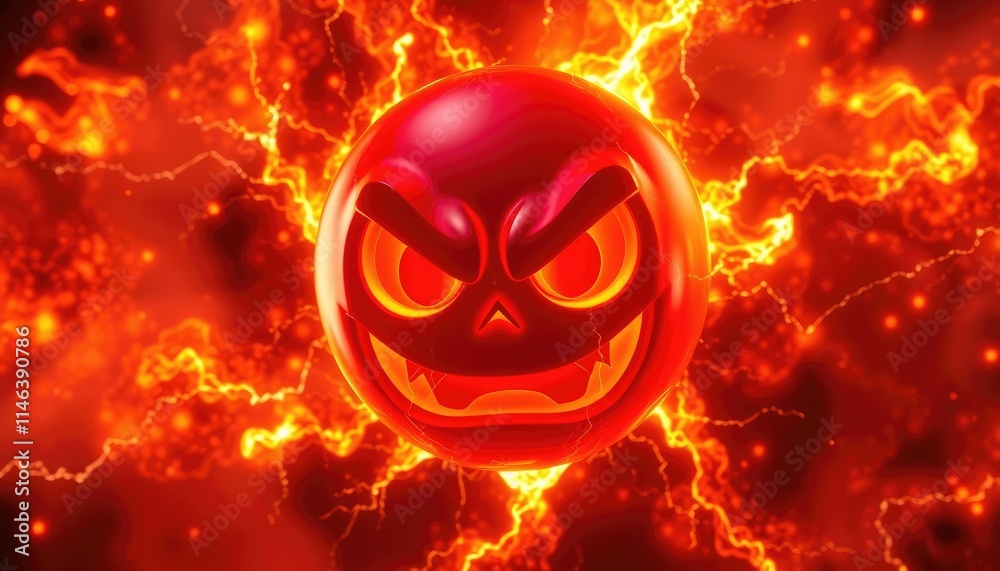 4K HD Wallpapers Angry Emoji Surrounded By Glowing Molten Energy ...