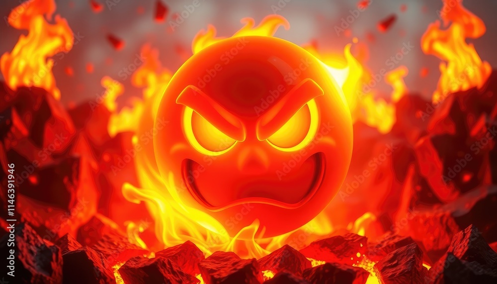 4K HD Wallpapers Angry Emoji Glowing With Fiery Intensity, Surrounded ...