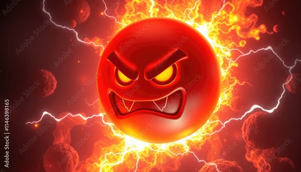4K HD Wallpapers Angry Emoji Surrounded By Glowing Molten Cracks And ...