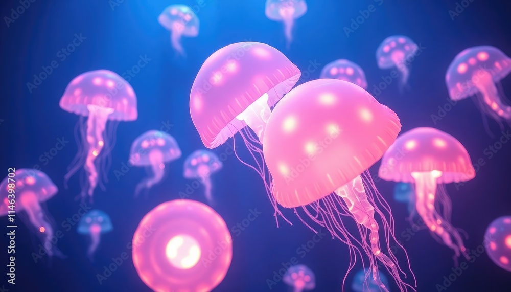 4K HD Wallpapers Luminous Jellyfish Pulsating With Light As They Float Through A Glowing Ocean ...