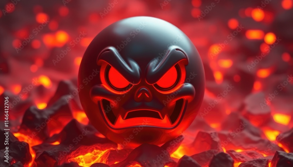 4K HD Wallpapers Angry Emoji Surrounded By Glowing Molten Lava, With ...