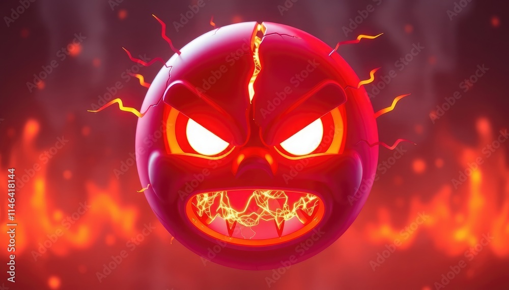 4K HD Wallpapers Angry Emoji With Glowing Eyes And Fiery Energy Pulsing ...