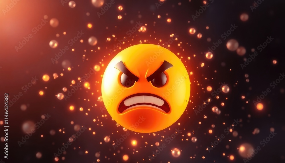 4K HD Wallpapers Angry Emoji Surrounded By Floating, Shimmering Light ...