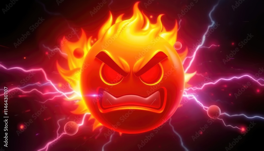 4K HD Wallpapers Angry Emoji With A Glowing Fiery Aura, Surrounded By ...