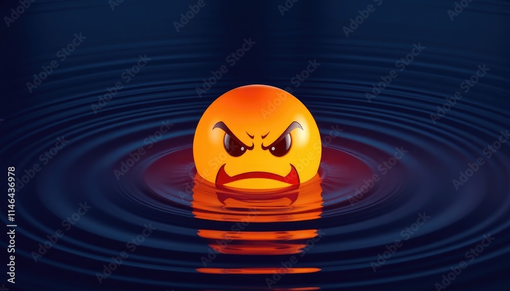 4K HD Wallpapers Angry Emoji Surrounded By Reflective Water, With ...