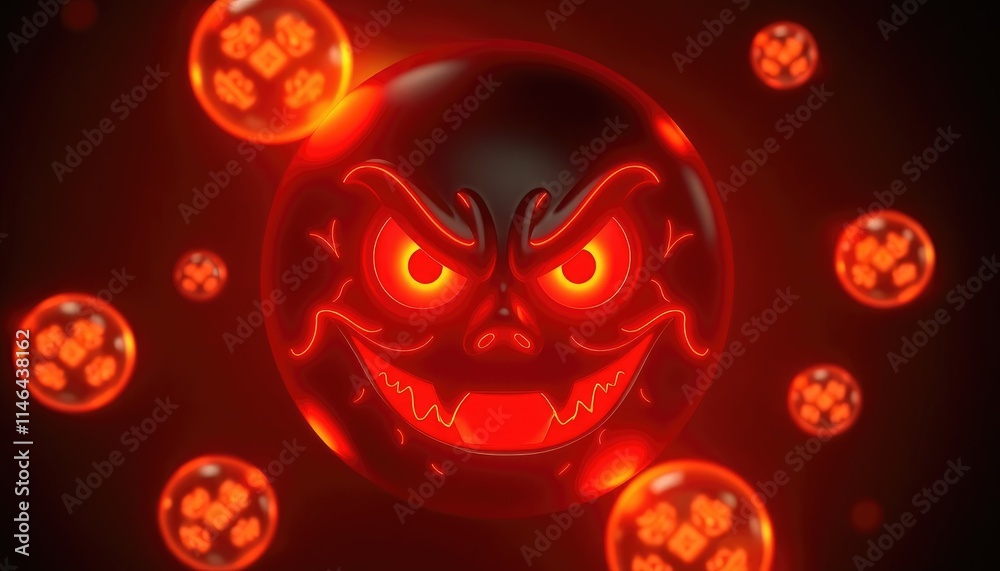 4K HD Wallpapers Angry Emoji With Radiant Neon Veins, Encased In ...