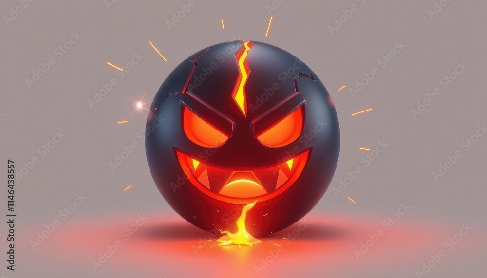 4K HD Wallpapers Angry Emoji With Glowing Molten Cracks, Emitting ...