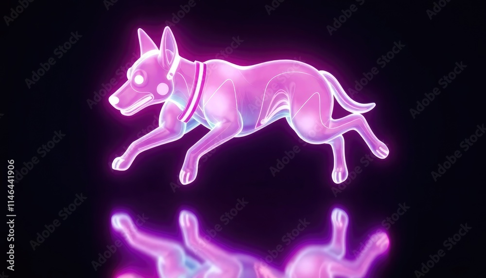4K HD Wallpapers Glowing Abstract Dog With Neon Accents, Running Across ...