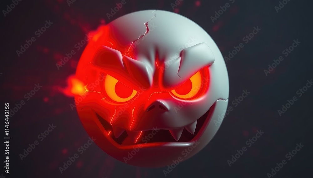 4K HD Wallpapers Angry Emoji With Fiery Eyes And Glowing Red Cracks ...
