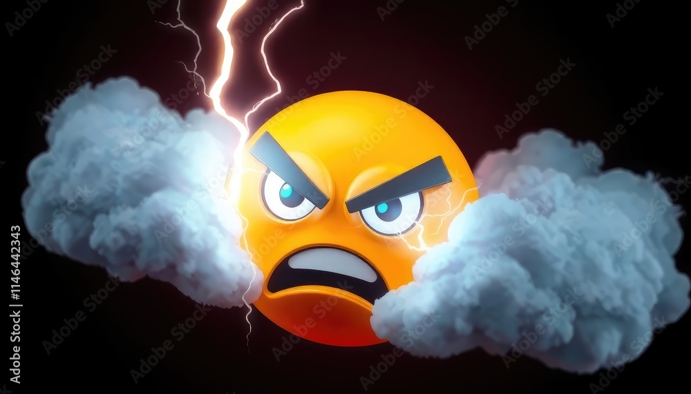4K HD Wallpapers Angry Emoji With Lightning Bolts Emanating From Its ...